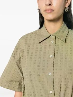 MSGM Seersucker Cropped Shirt
