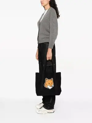Maison Kitsuné Fox-print Tote Bag - Black