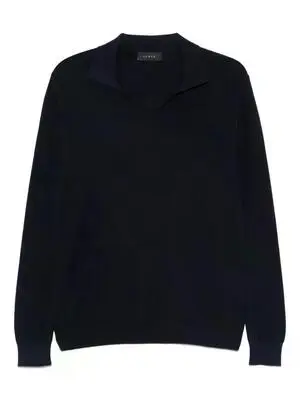 Sease Spread Collar Long Sleeve Top - Blue