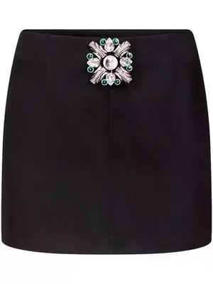 AREA Brooch Detail Mini Skirt - Black