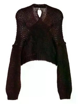 Isabel Benenato Open-knit V-neck Jumper - Red