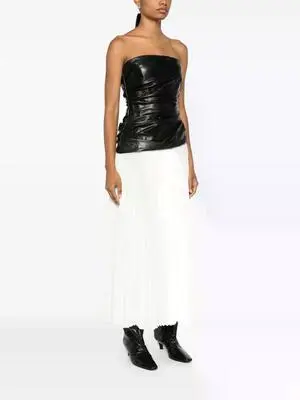 Simkhai Arie Maxi Dress Colour-block Strapless Chiffon & Faux Leather Gown