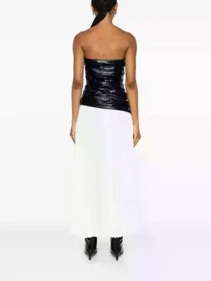 Simkhai Arie Maxi Dress Colour-block Strapless Chiffon & Faux Leather Gown