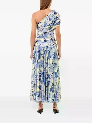 NICHOLAS Gaia One-shoulder Draped Midi Dress - Blue