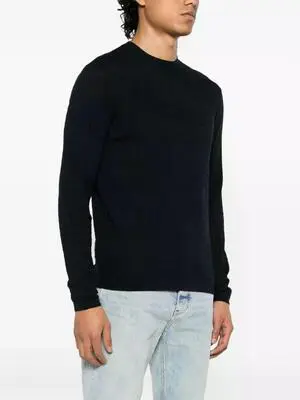 Emporio Armani Wool Crew Neck Long Sleeve Sweater - Blue