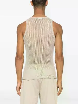 COURREGES Logo-patch Mesh Top - Neutrals