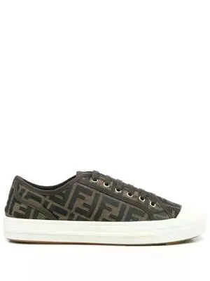 Fendi Jacquard-logo Low-top Sneakers - Brown