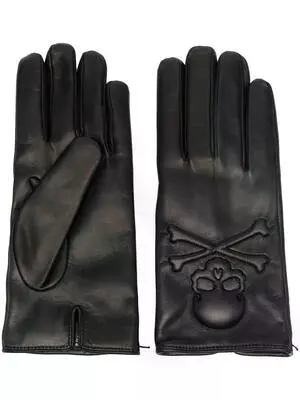 Philipp Plein Cashmere-lined Leather Gloves - Black
