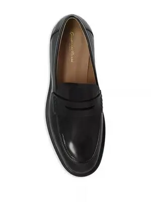 GIANVITO ROSSI Polished Leather Penny Loafers - Black