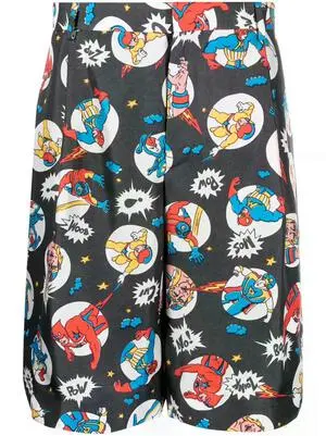 Moschino Graphic Print Silk Shorts - Grey