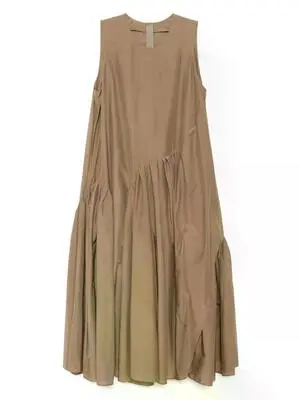 JNBY Sleeveless Asymmetric Hem Pleated Midi Dress - Brown