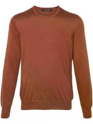 Tagliatore Fine Knit Crew Neck Jumper - Brown