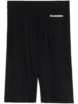 JIL SANDER Seamless Ribbed Cotton High-waisted Shorts - Black