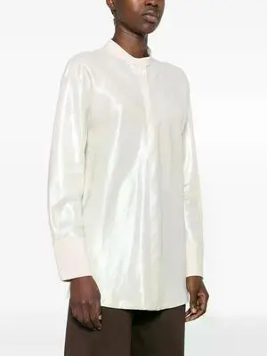 Giorgio Armani Metallic-effect Band Collar Shirt