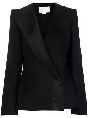 GENNY Single-breasted Asymmetric-lapel Blazer - Black