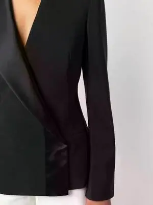 GENNY Single-breasted Asymmetric-lapel Blazer - Black