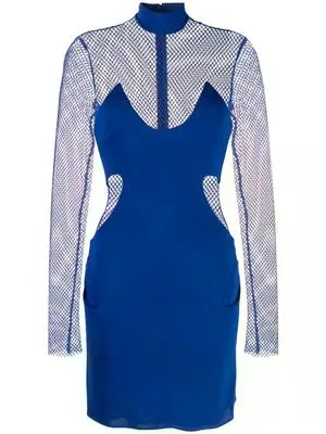 TOM FORD Crepe Mesh Panelling Mini Dress - Blue
