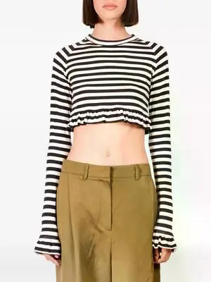 IOANA CIOLACU Cropped Striped Top With Peplum Hem