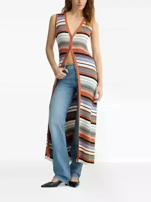 Liu Jo Striped V-neck Maxi Dress With Button Fastening
