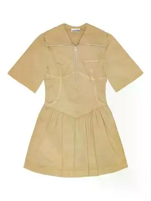 GANNI Washed Stretch-cotton Mini Dress