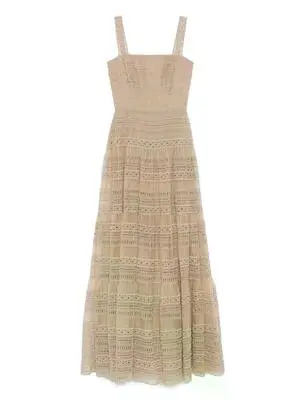 Elie Saab Embroidered Organza Maxi Dress - Neutrals
