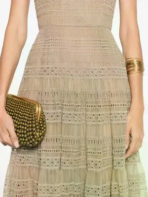 Elie Saab Embroidered Organza Maxi Dress - Neutrals