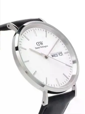 DANIEL WELLINGTON Stainless Steel Japanese Quartz Watch With Leather Strap