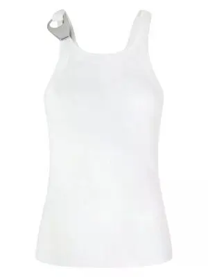 Pinko Ribbed Tank Top With Scoop Neck - White