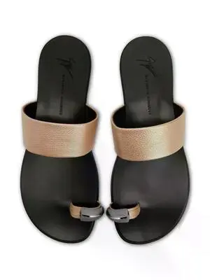 GIUSEPPE ZANOTTI Norbert Leather Toe-loop Sandals - Neutrals