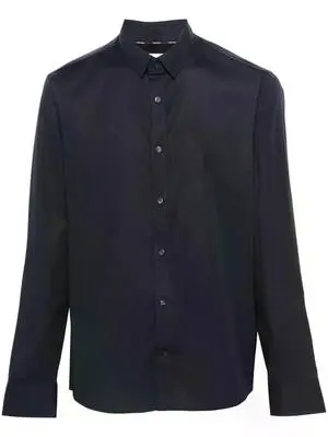 Calvin Klein Monogram-embroidered Cotton Shirt - Blue