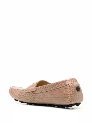 Philipp Plein Crocodile Effect Leather Moccasins