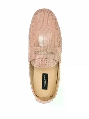 Philipp Plein Crocodile Effect Leather Moccasins