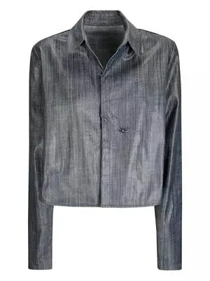MARIA CALDERARA Cropped Denim Jacket With Brooch Detail