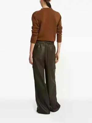YVES SALOMON Leather Wide-leg Trousers