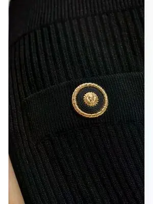 Balmain Ribbed Midi Skirt With Decorative Buttons