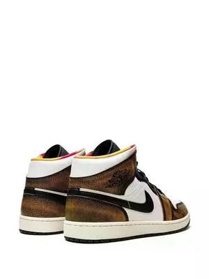 JORDAN 1 Mid Se "orange Wear Away" Sneakers - Black