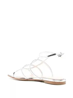GIANVITO ROSSI Metallic Leather Flat Sandals