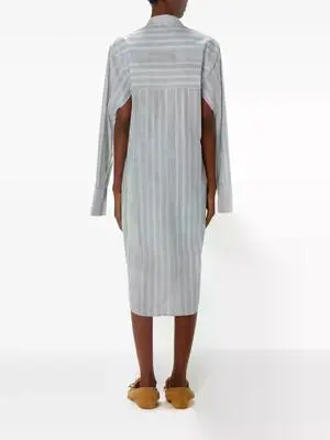 JW Anderson Belted Tuxedo Shirtdress With Vertical Stripe Print