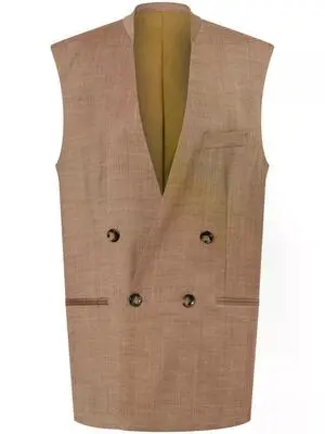 Philosophy Di Lorenzo Serafini Lapel-free Double-breasted Gilet - Neutrals