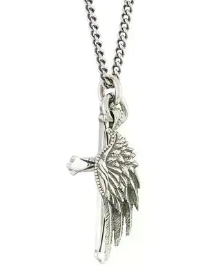 Emanuele Bicocchi Sterling Wing And Cross Pendant Necklace