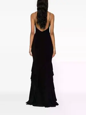 NISSA Ruffled Chiffon Maxi Dress