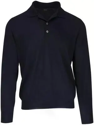 Brioni Wool Blend Button-down Collar Sweatshirt - Blue
