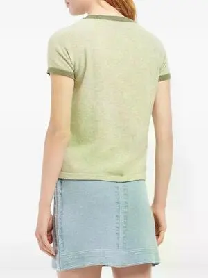 BARRIE Cashmere T-shirt With Embroidered Logo - Green