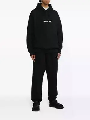 Comme Des Garçons Homme-print Cotton Hoodie - Black