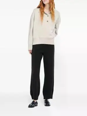 BARRIE Cashmere Polo Sweater With Gold-tone Buttons