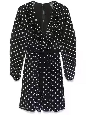 ROTATE BY BIRGER CHRISTENSEN Polka Dot Chiffon Mini Dress - Black