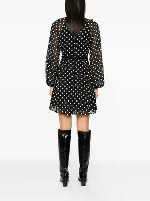 ROTATE BY BIRGER CHRISTENSEN Polka Dot Chiffon Mini Dress - Black