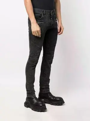 Balmain Ribbed Slim-cut Bleached Jeans