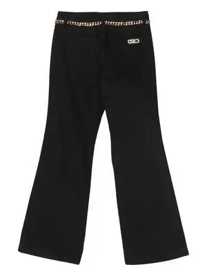 Michael Kors Flared Cotton Jeans With Chain Belt - Black