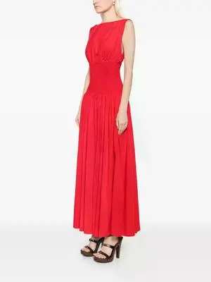 BAMBAH Ruched Backless Maxi Dress - Red